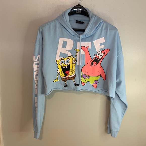 Nickelodeon | Tops | Nickelodeon Spongebob Crop Top Hoodie Size X ...